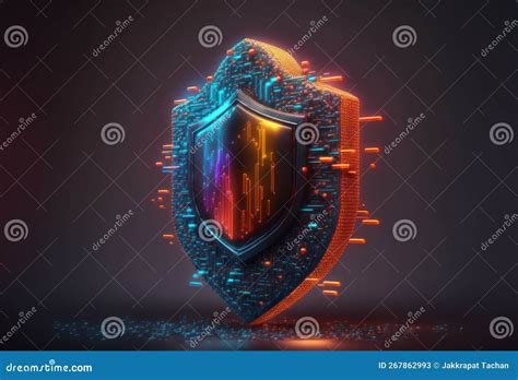 Cyber Security Shield Lock In Polygon Style Futuristic Concept Of Internet Privacy Or Cyber