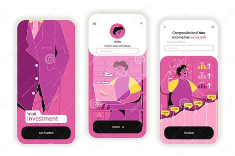 Business Investment Concept Onboarding Screens Ui Ux Gui User Interface Kit Stock