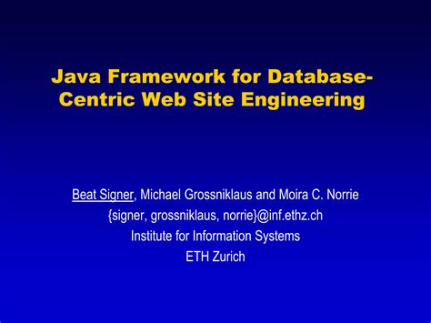 java framework for database centric web engineering pdf