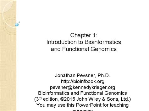 Chapter 1 Introduction To Bioinformatics And Functional Genomics