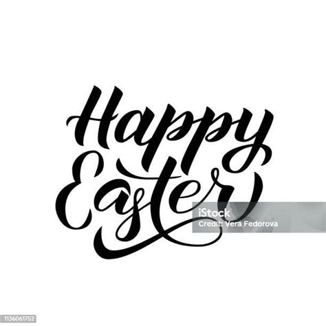 행복 한 부활절 붓글씨 손 레터링 흰색 절연 부활절 축 하 타이포 그래피 포스터입니다 봄 휴일 벡터 일러스트 레이 션입니다 쉽게 파티 초대장 인사말 카드 배너에 대 한