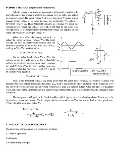 Integratedelectronics Unit 2 Schmitt Trigger Opamp Download Free Pdf Electrical Circuits