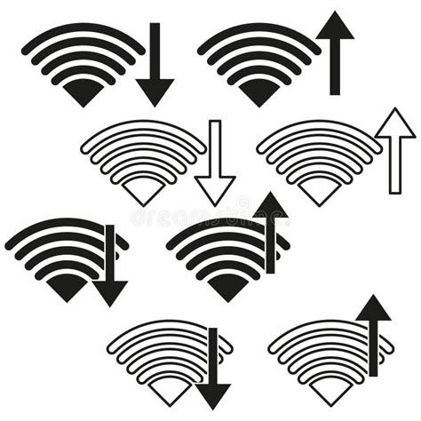 Wifi Signal Icons Download And Upload Arrows Strong And Weak Connection Vector Technology Set