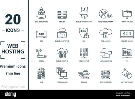 Web Hosting Icon Set Include Creative Elements Data Structure Cloud Technology Ssd File