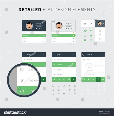 style flat ui kit design elements stock vector royalty free 294212918