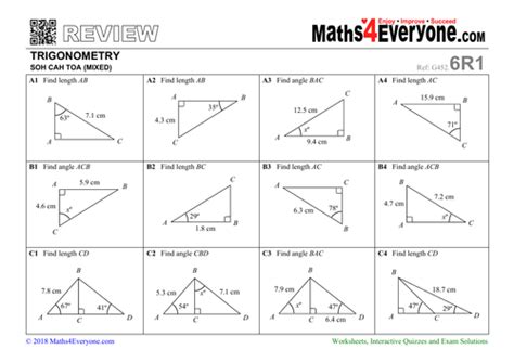 Gcse Revision Trigonometry Soh Cah Toa Teaching Resources