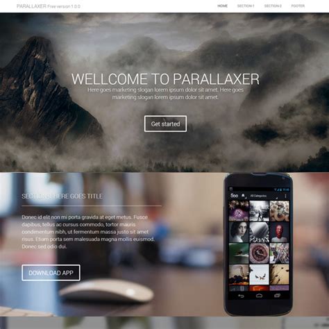 Bootstrap Scroller Parallax Template One Page Responsive Wireframe Example