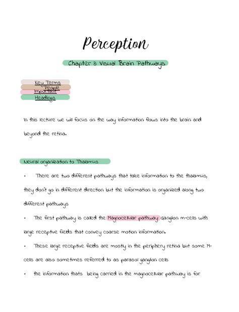 Module 3 Perception Lecture Notes Perception Chapter 3 Visual