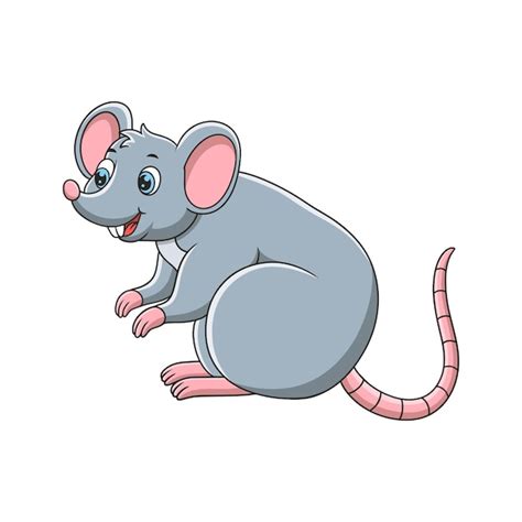 Rato De Ilustração De Desenho Animado Está De Pé Em Um Pedaço De Tronco Que Derivou Na Vala