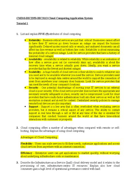 Tutorial 1 Cloud Computing Application System Studocu