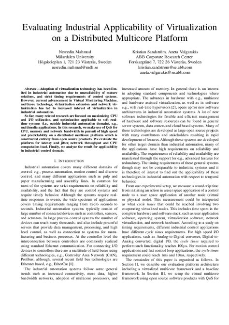 Pdf Evaluating Industrial Applicability Of Virtualization On A Distributed Multicore Platform