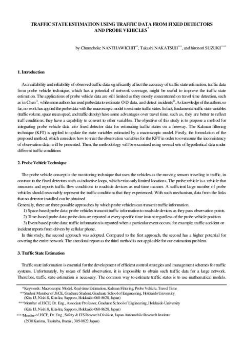 Pdf Traffic State Estimation Using Traffic Data From Fixed Detectors