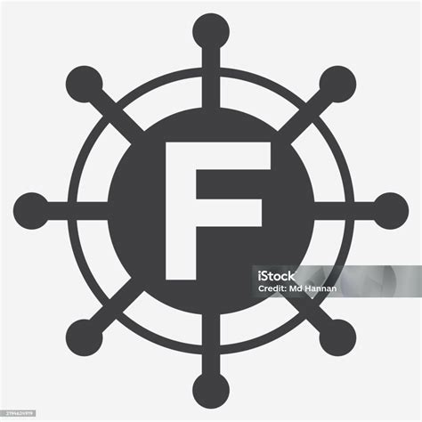 Konsep Template Vektor Desain Logo Berlayar Huruf Monogram F Awal Dengan Simbol Kapal Kemudi