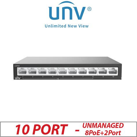 10 PORT UNIVIEW 8POE 2PORT UNMANAGED SWITCH UNV NSW2020 10T POE IN Doris CCTV