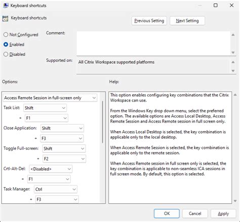 键盘 适用于 Windows 的 Citrix Workspace 应用程序