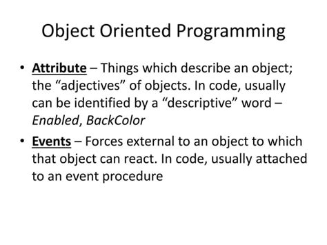 Introducing Object Oriented Programming Oop Ppt