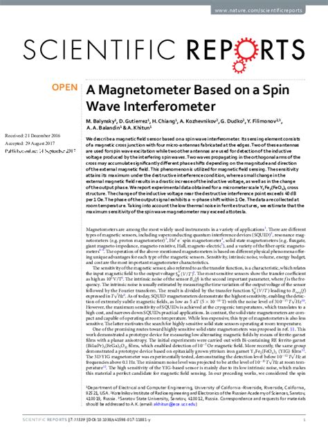 Pdf A Magnetometer Based On A Spin Wave Interferometer