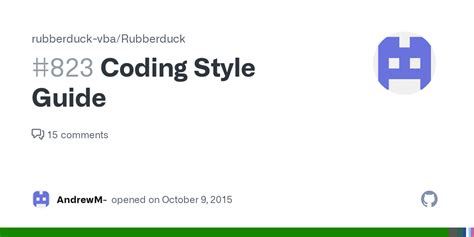 Coding Style Guide · Issue 823 · Rubberduck Vbarubberduck · Github