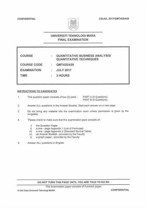 QMT JULY Quantitative Business Analysis Studocu