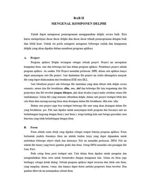 Bab Ii Komponen Delphi Pdf Komputer