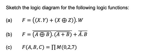 Solved Sketch The Logic Diagram For The Following Logic