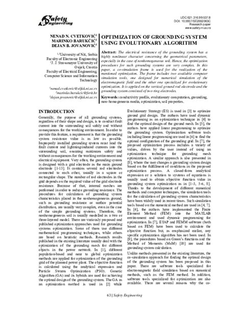 pdf optimization of grounding system using evolutionary algorithm