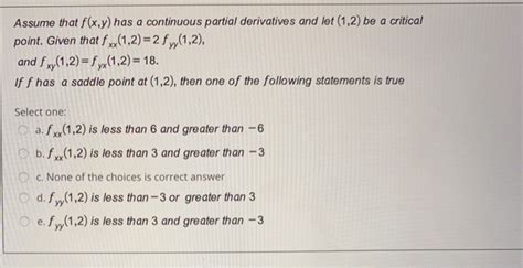 Solved Assume That Fxy Has A Continuous Partial