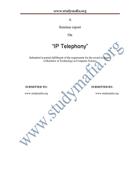 Ip Telephony A Seminar Report On Pdf Voice Over Ip Computer Network