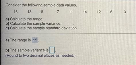 solved consider the following sample data values 16 18 8 17