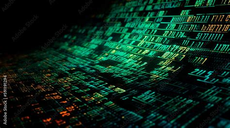 Data From A Digital Stream Or Binary Code On A Matrix Background With Vector Digits From