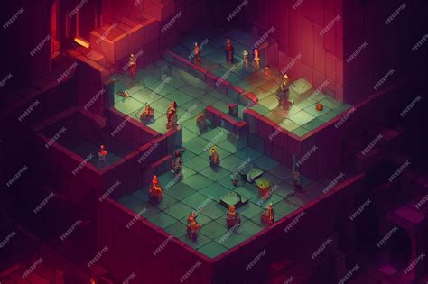 비디오 게임 및 탁상용 Rpg를 위한 아이소메트릭 게임 배틀맵 프리미엄 사진