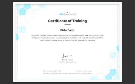 Disha Garje On Linkedin Excel Dataanalysis Certification Professionaldevelopment Internshala