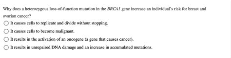 Solved Why Does A Heterozygous Loss Of Function Mutation In