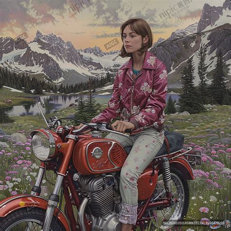 Ai创作图摩托车油画 写实人物绘画 女性摩托车 写实人物插画 八零年代女孩插画 Cg绘画作品 超写实插画 意大利写实油画漫画 摩托车装饰画 非写实绘画 写实人物手绘 国外插画 写实主义肖像画