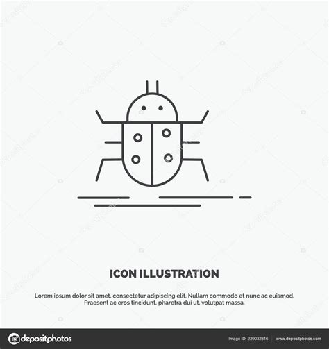 Bug Bugs Insect Testing Virus Icon Line Vector Gray Symbol Stock Vector