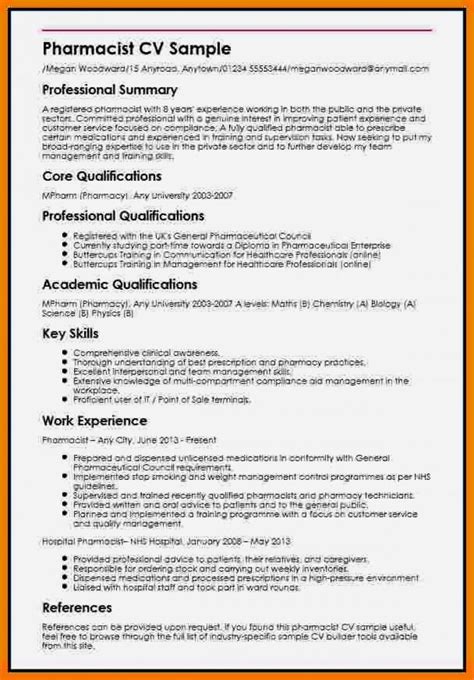 Pharmacist Cv Format Curriculum Vitae Template
