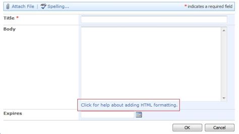 Amol Ghuges Sharepoint Blog Click For Help About Adding Html Formatting
