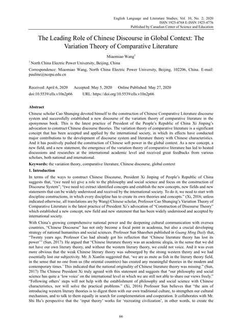 Pdf The Leading Role Of Chinese Discourse In Global Context The