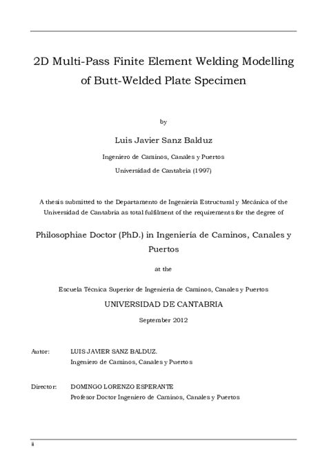 Pdf 2d Multi Pass Finite Element Welding Modelling Of Butt Welded