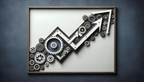 Border Frame With Gears And Upward Arrow For Growth Concept As A Sleek Border Frame Design