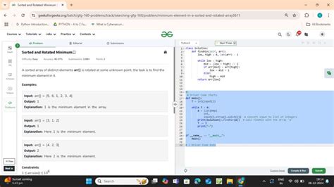 Greeshma Guntupalli On Linkedin Codingchallenge Gfg160 Sortedandrotatedarray Binarysearch