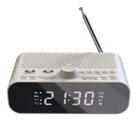 FM Clock Radio With Bluetooth Streaming Play LED Display Dual Alarm Clock 1500MAh Hi Fi Speaker