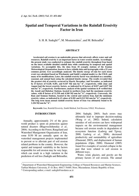 Pdf Spatial And Temporal Variations In The Rainfall Erosivity Factor