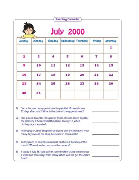 Reading Calendar Liveworksheets
