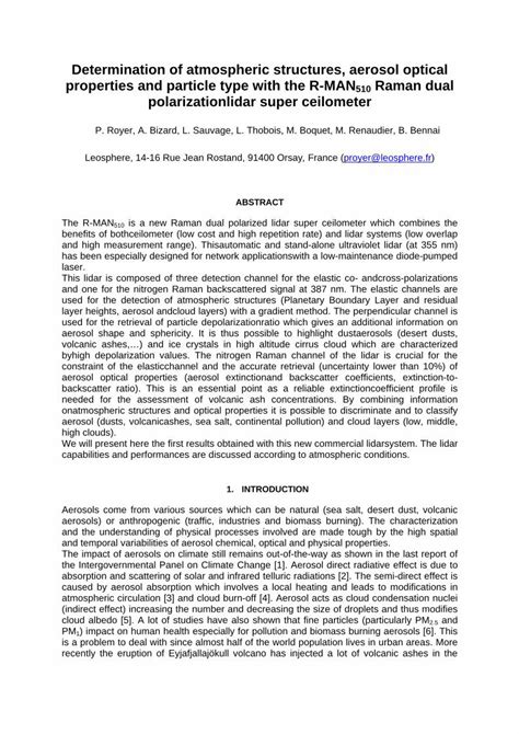 Pdf Determination Of Atmospheric Structures Aerosol Optical €¦ · Determination Of