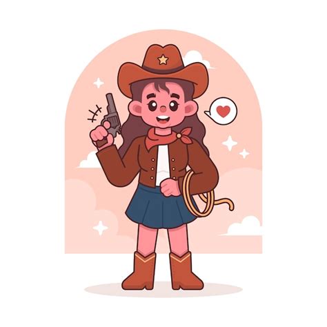 Ilustra O De Desenho Animado De Cowgirl Desenhada Vetor Gr Tis