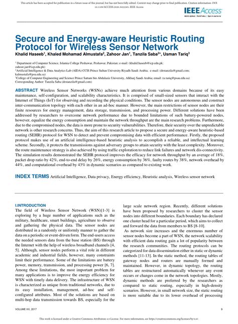 Pdf Secure And Energy Aware Heuristic Routing Protocol For Wireless