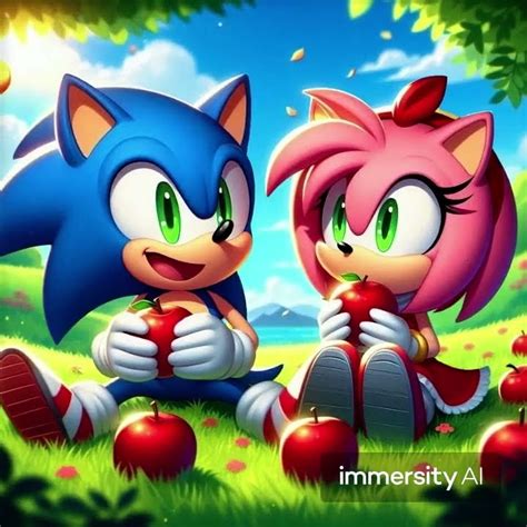 Sonic The Hedgehog And Amy Rose Eating Apples And Enjoying Themselves On A Green Hill Youtube