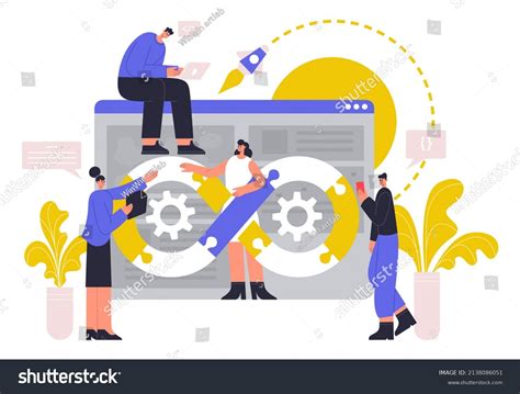Devops Developers Characters Software Delivery Automation Stock Illustration