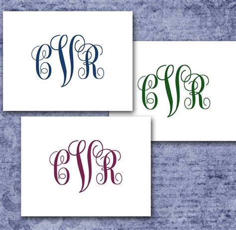 Classic Three Initial Monogram Note Cards Personalized Etsy Classic Three Initial Monogram Note Cards Personalized Etsy